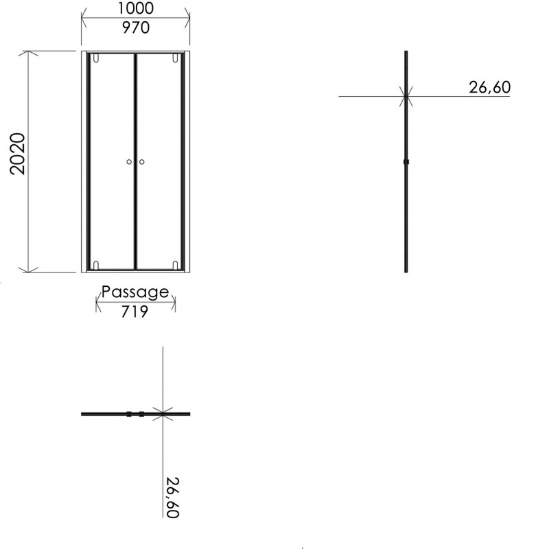 Fachada 2 puertas pivotantes 97 - 100cm Azur : PD934 24